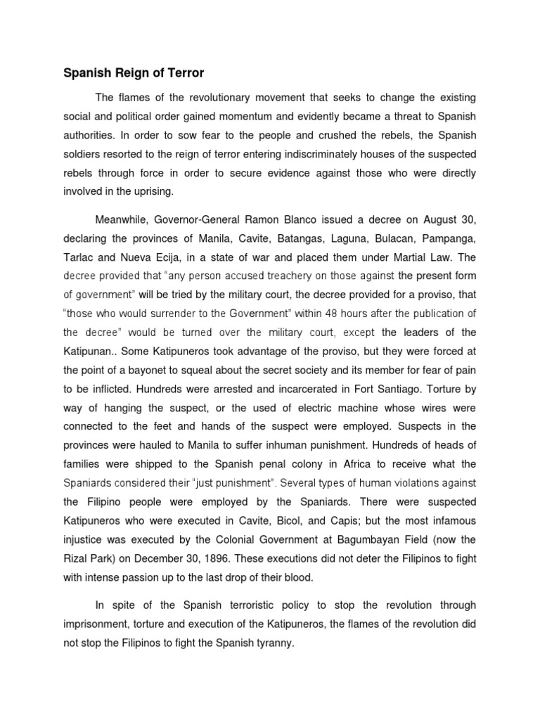 Spanish Reign of Terror | PDF | Philippines | Violence