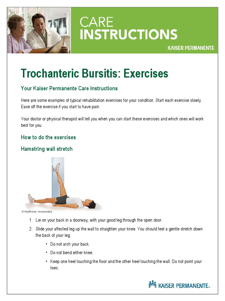 Trochanteric Bursitis: Exercises: Your Kaiser Permanente Care ...