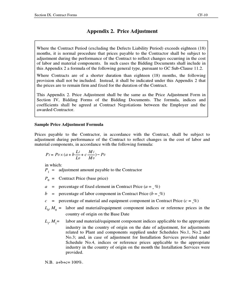 Price Adjustment | General Contractor | Prices