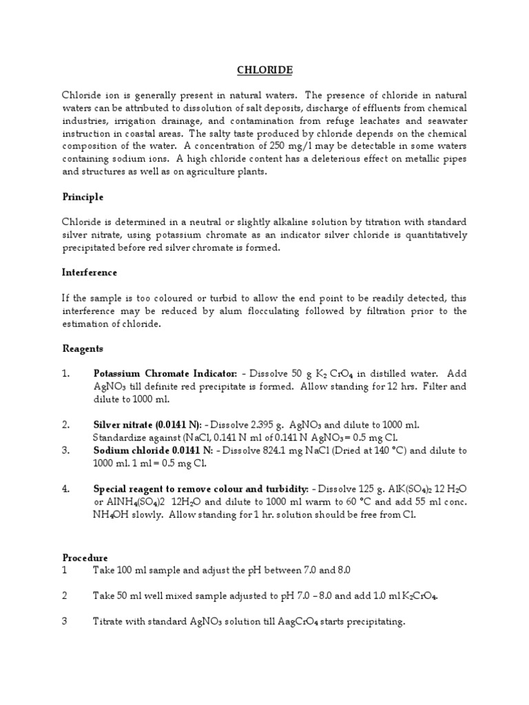 Chloride | Chloride | Sodium Chloride
