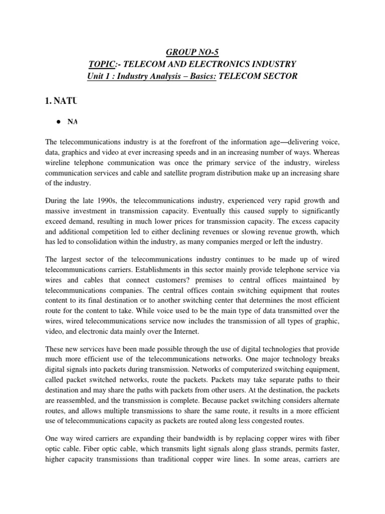 Telecom Industry Analysis Overview | PDF | Telecommunication | Digital ...