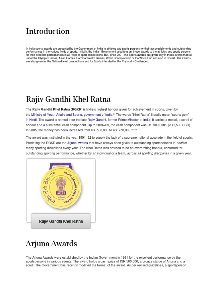 List Of Sports Awards In Uindia PDF Sports Sports Awards