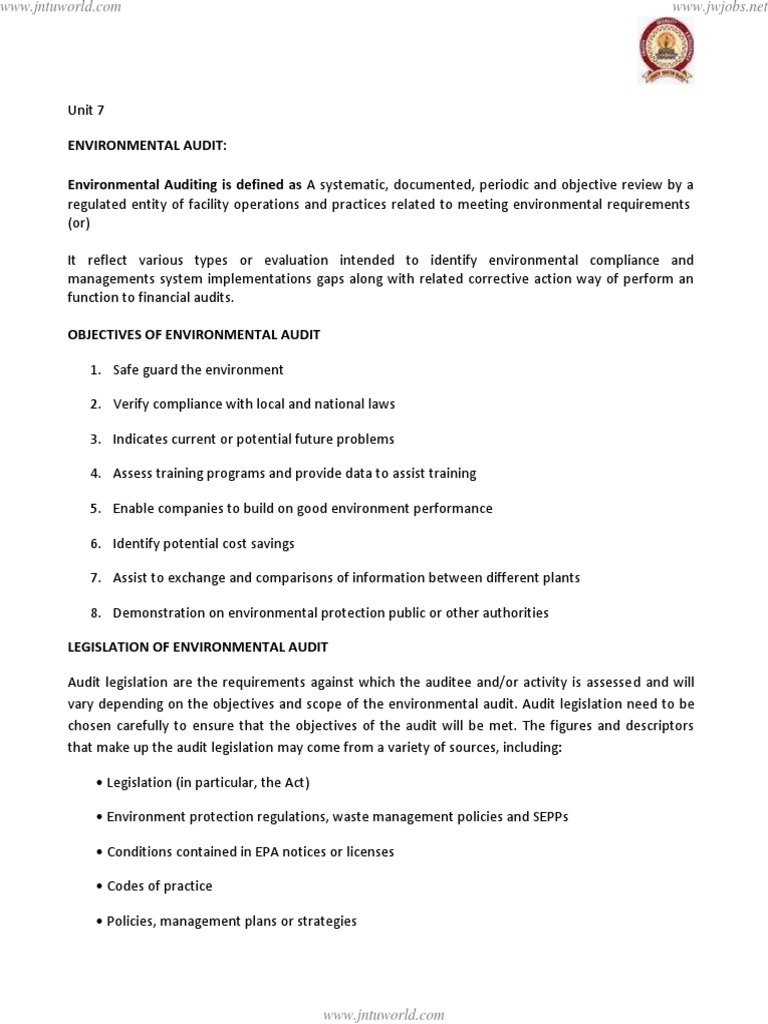 Environmental Audit: Environmental Auditing Is Defined As A Systematic ...