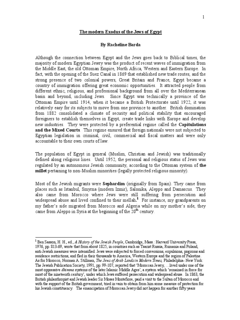 Modern Exodus of The Jews of Egypt (Racheline Barda) | PDF | Sephardi ...
