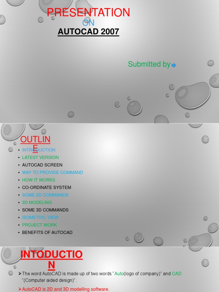 Presentation of AutoCAD Training | PDF | Auto Cad | Coordinate System