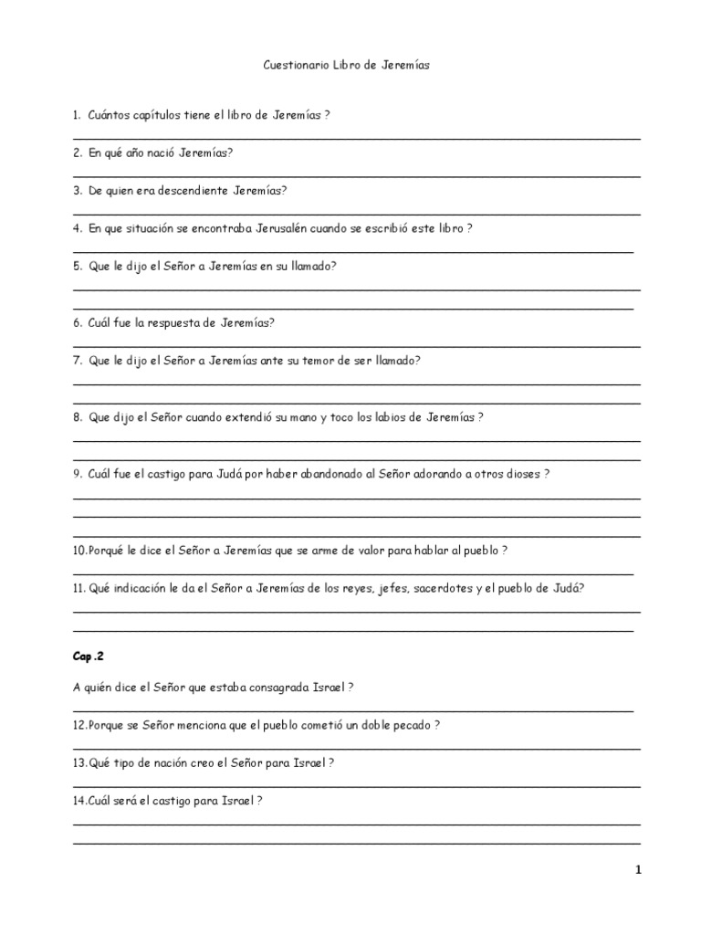 Cuestionario JEREMIAS | PDF | Jeremías | Jerusalén