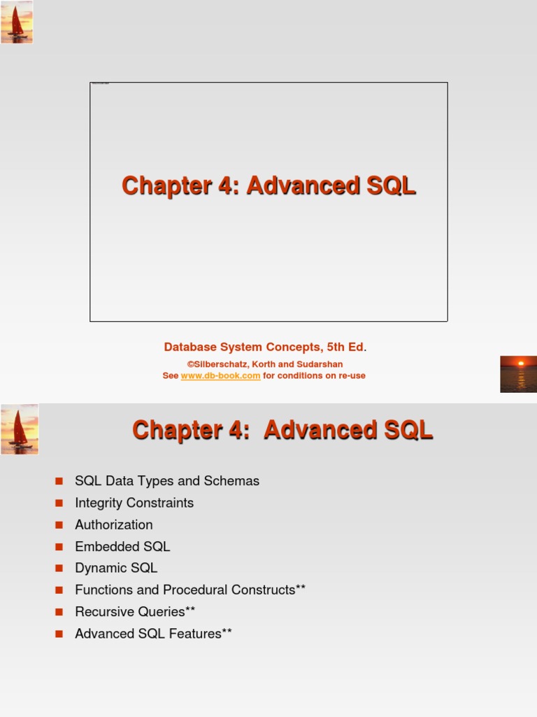 Chapter 4 Advanced SQL | PDF | Relational Database | Sql