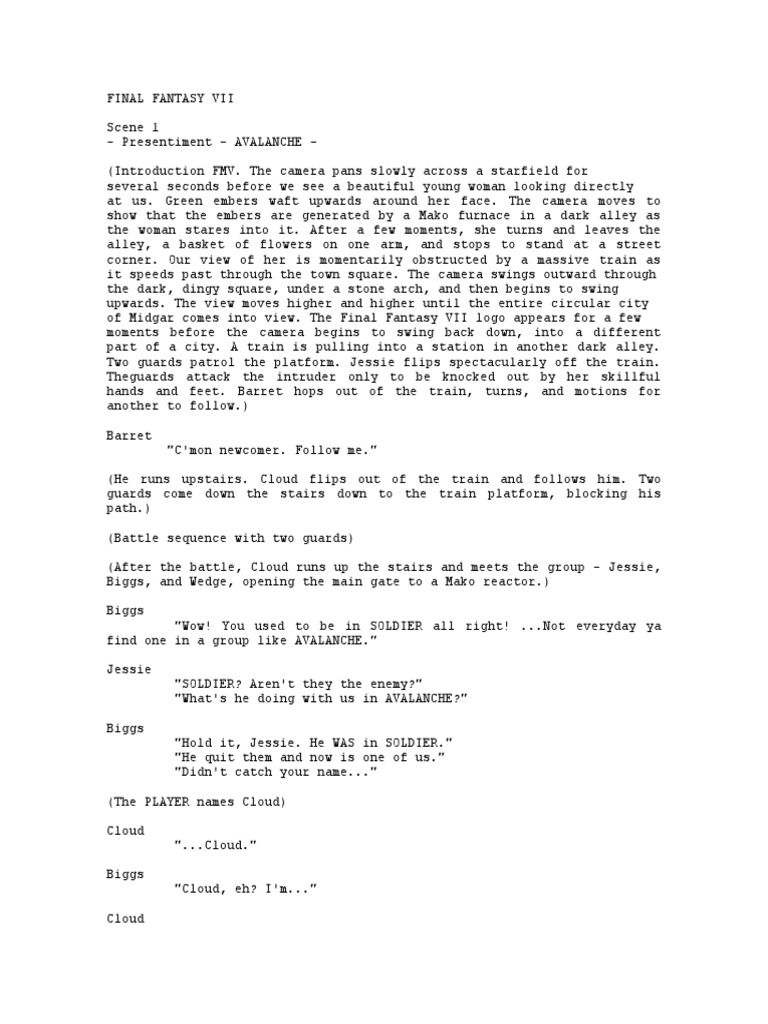 Final Fantasy VII: Midgar Opening Scenes | PDF | Leisure | Transport