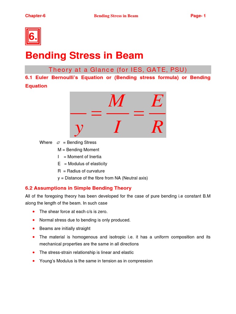 Chapter - 6. Bending Stress in Beam | Bending | Beam (Structure)