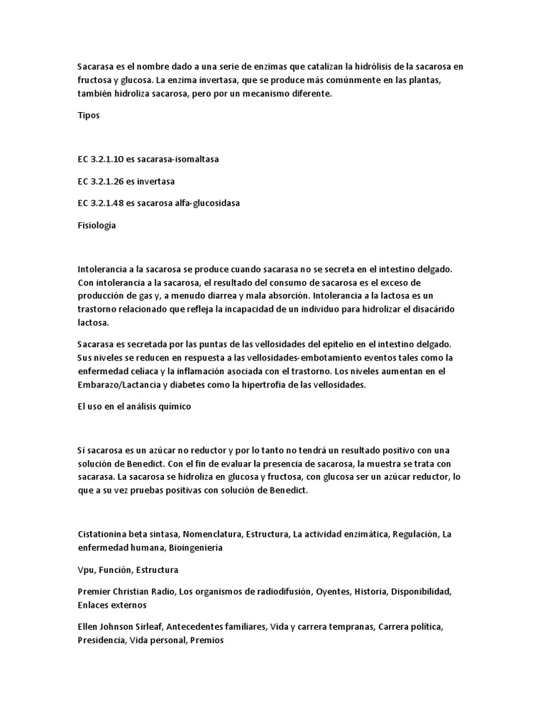 Sacarasa | PDF | Sacarosa | Enzima
