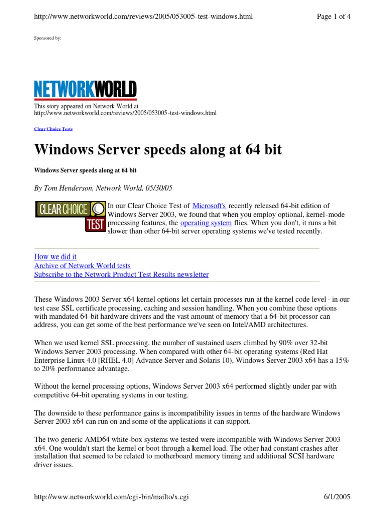 Network World Magazine Article 1328 | PDF | 64 Bit Computing | Windows ...