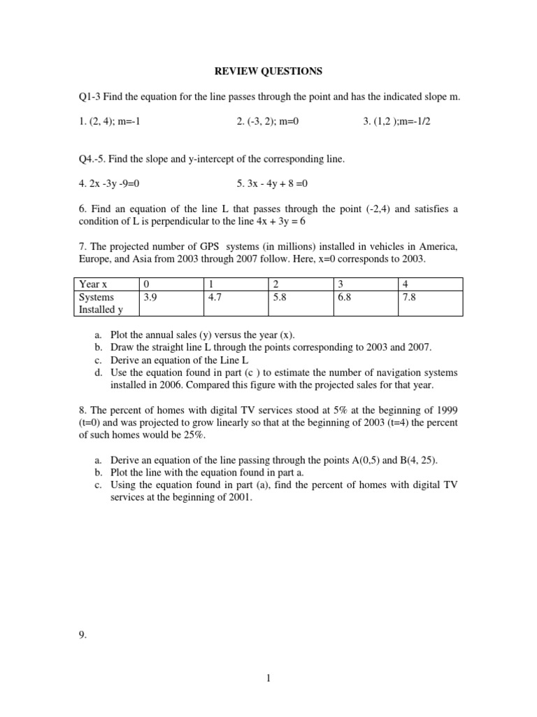 Review Question 2 | PDF | Line (Geometry) | Mathematical Objects