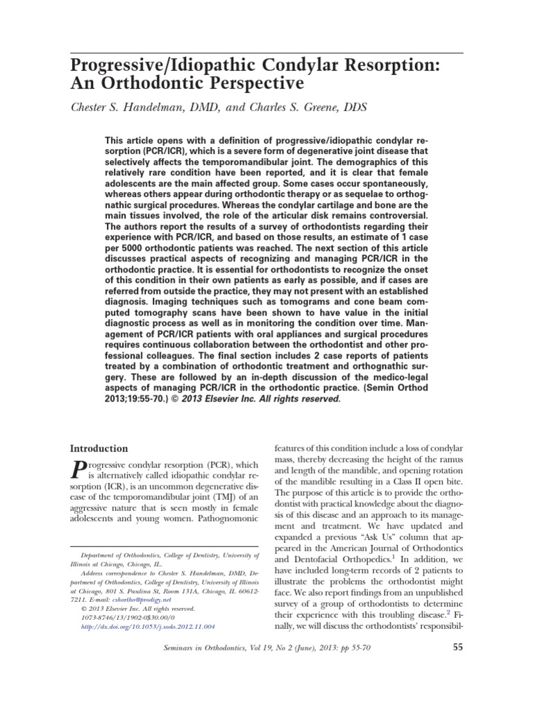 Progressive-Idiopathic Condylar Resorption - An Orthodontic Perspective ...