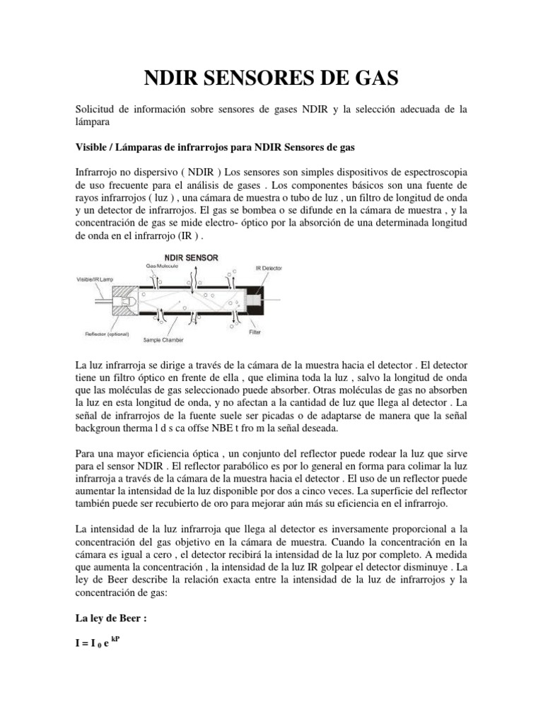 Ndir Sensores de Gas | PDF | Infrarrojo | Física Aplicada e ...