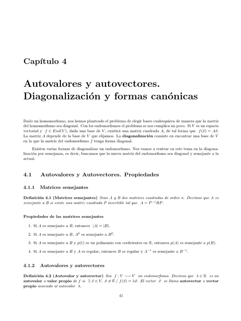Autovalores, Autovectores y Diagonalización | PDF | Valores propios y vectores propios | Matriz ...