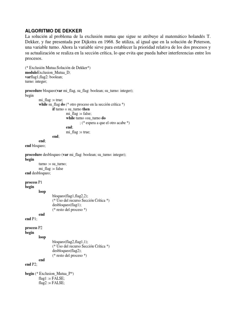 Algoritmo de Dekker | PDF | Algoritmos | Matemáticas Aplicadas