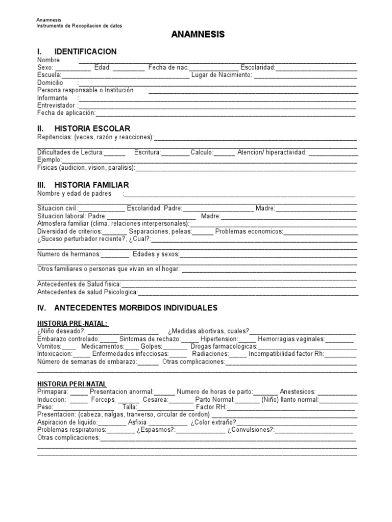 ANAMNESIS.doc | Medicina clínica | Especialidades médicas