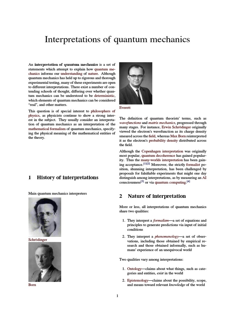 Interpretations of Quantum Mechanics | PDF | Wave Function | Many ...