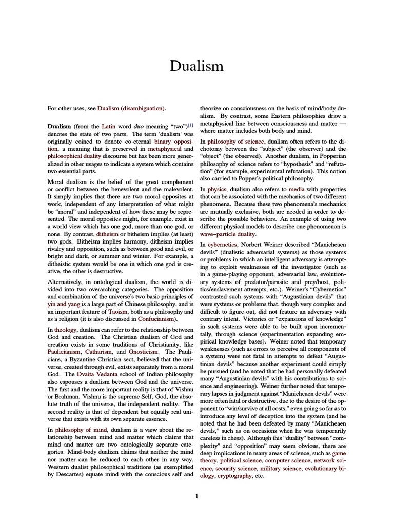 Dualism | PDF | Dualism | Philosophical Theories