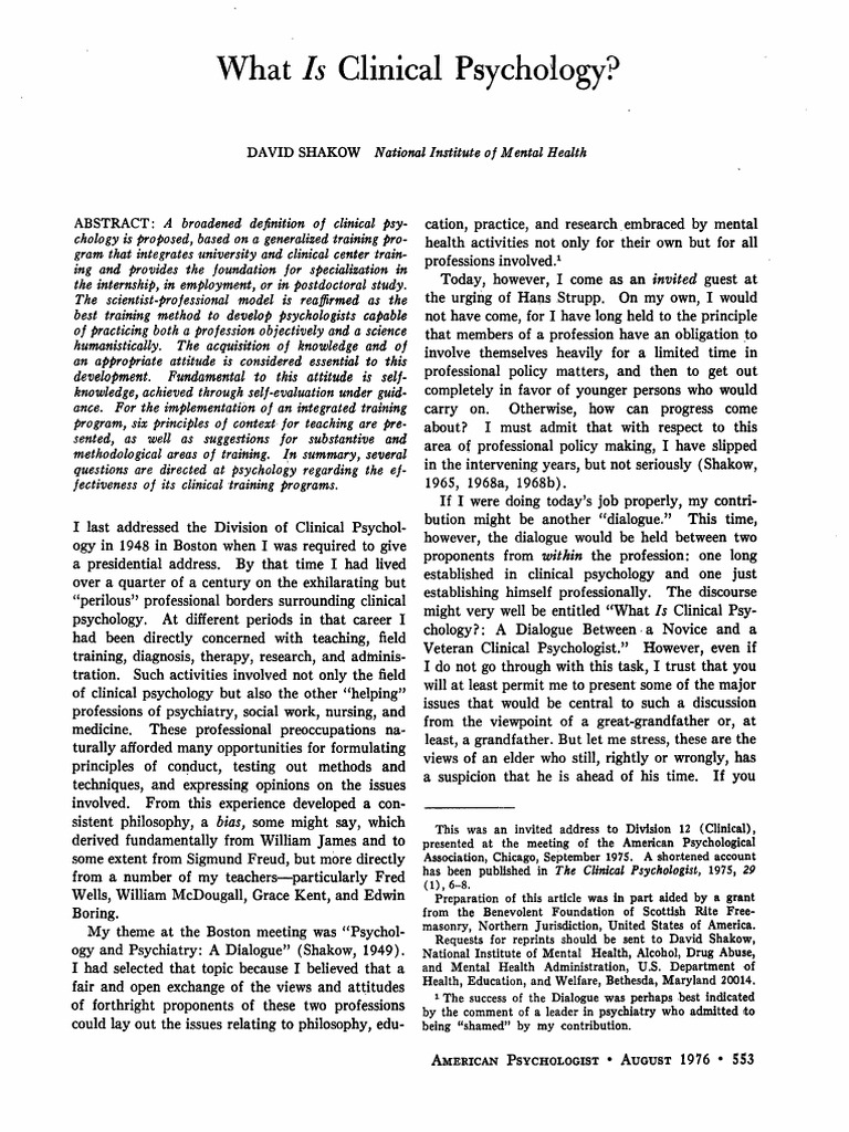 What Is Clinical Psychology PDF | Download Free PDF | Clinical ...