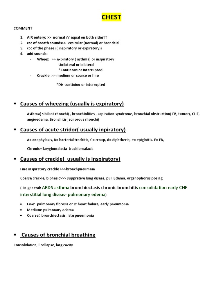 Notes On CVS and Respiratory Examination | PDF | Lung | Heart Failure