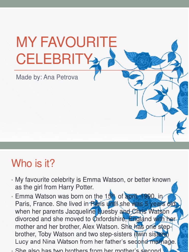 My Favourite Celebrity by Ana Petrova | PDF | Harry Potter | Leisure