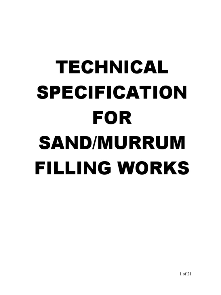 Technical Specifications For Sand & Murrum Filling Works PDF | PDF