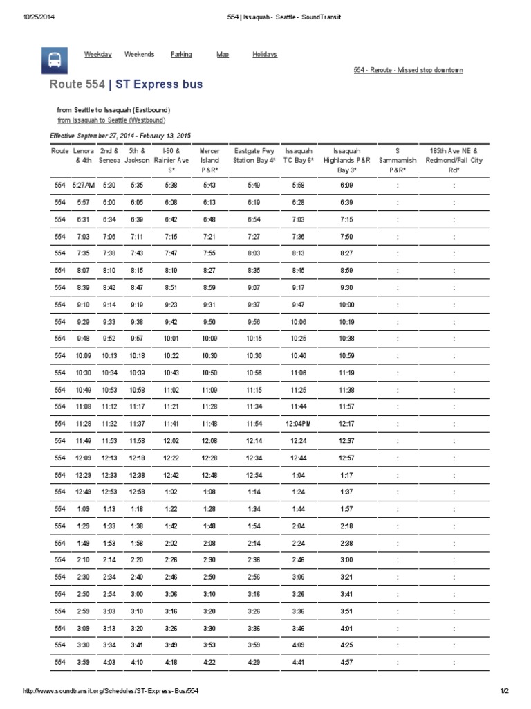 Route 554: Issaquah-Seattle Bus Schedule | PDF