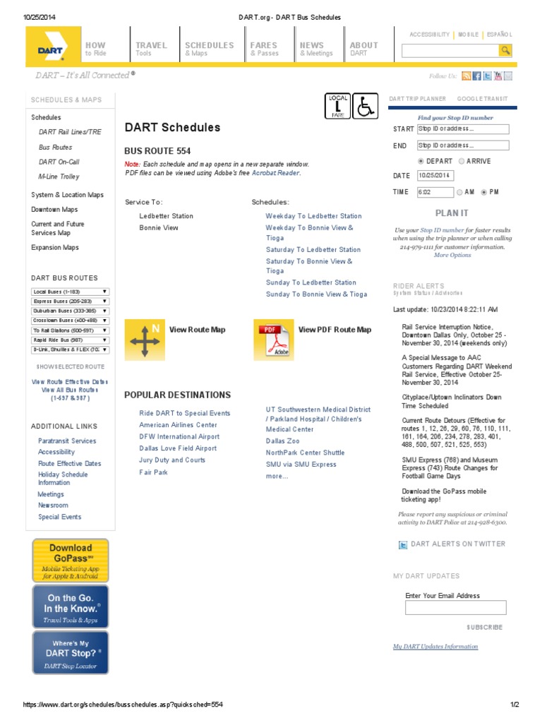 DART Schedules: Bus Route 554 | Download Free PDF | Dallas | Bus