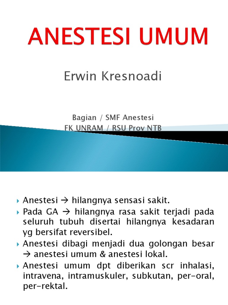Panduan Anestesi Medis | PDF