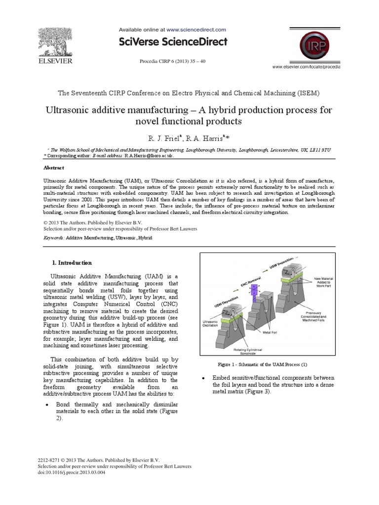Ultrasonic Additive Manufacturing A Hybrid Production Process For Novel ...