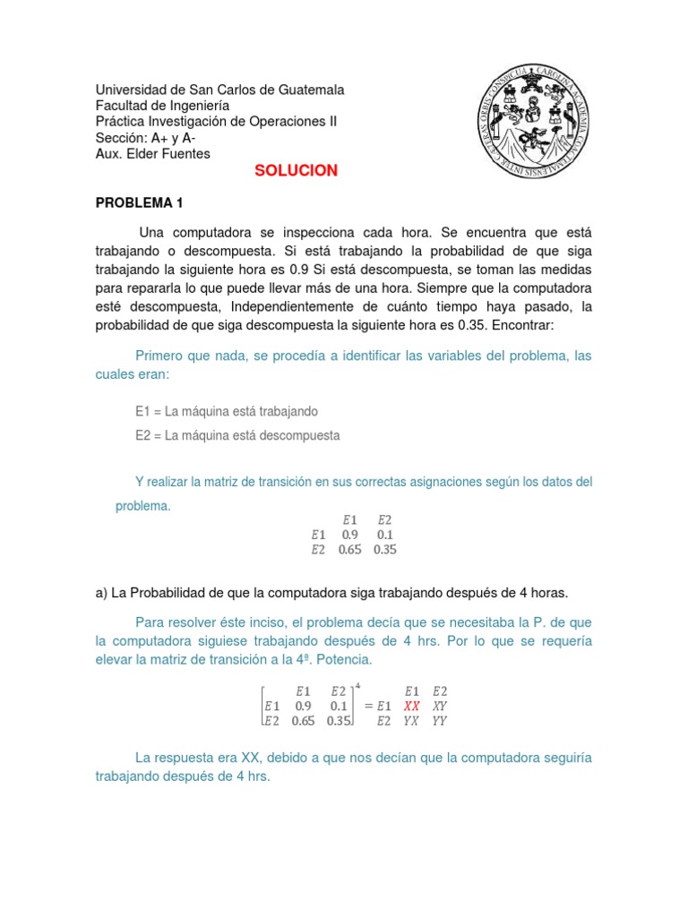 CORTO 2 PRÁCTICA Solución Io2 PDF | PDF | Matriz (Matemáticas) | Enseñanza de matemática