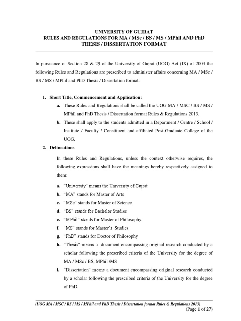 Thesis Format Final (All Degrees) 18!01!2013 UOG | PDF | Thesis ...