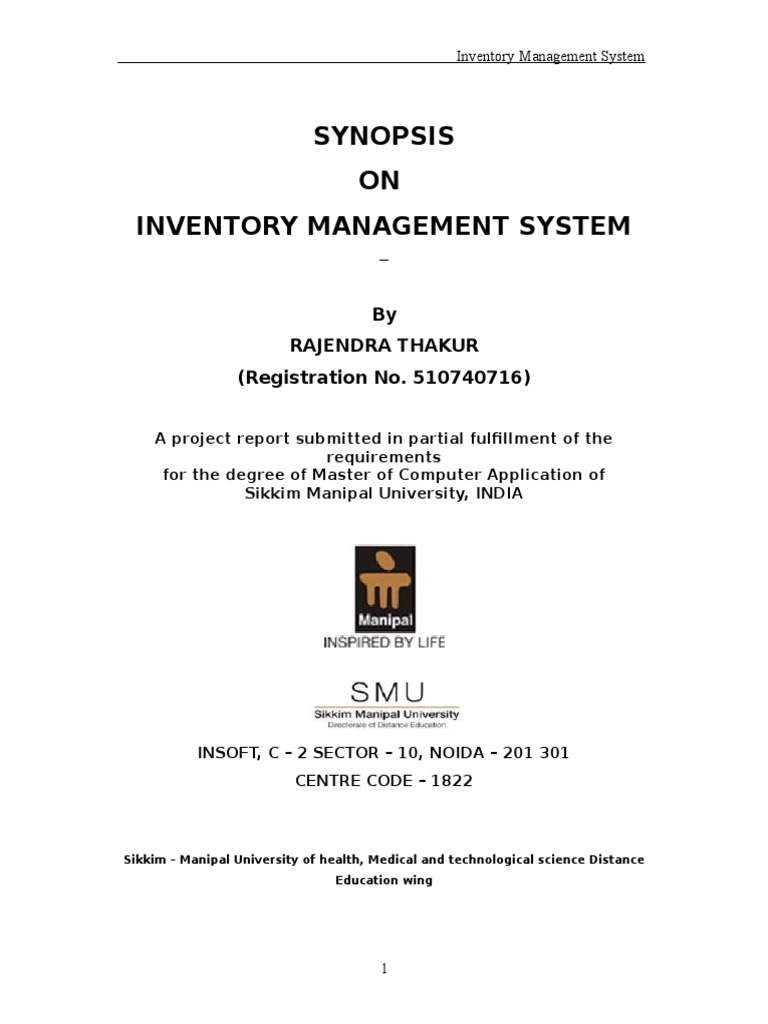 Synopsis-Inventory Management System | PDF | User (Computing) | Inventory
