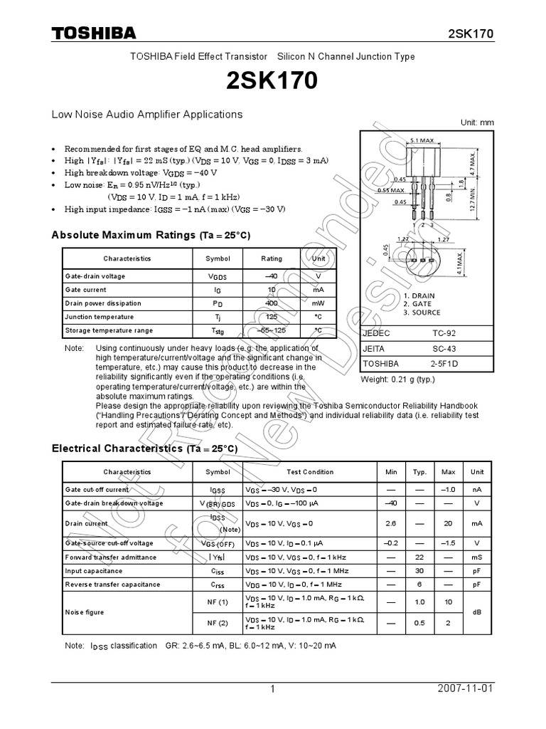2SK170 Datasheet en 20071101 PDF | PDF | Reliability Engineering ...