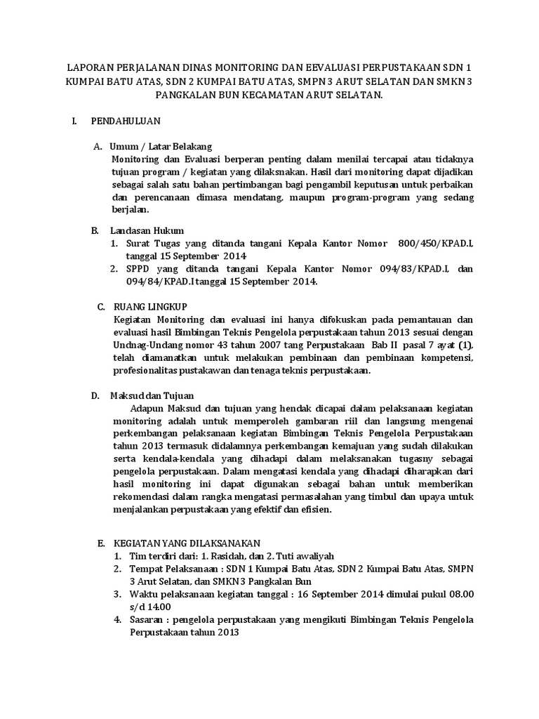 Contoh Laporan Monitoring | PDF | Karier & Perkembangan