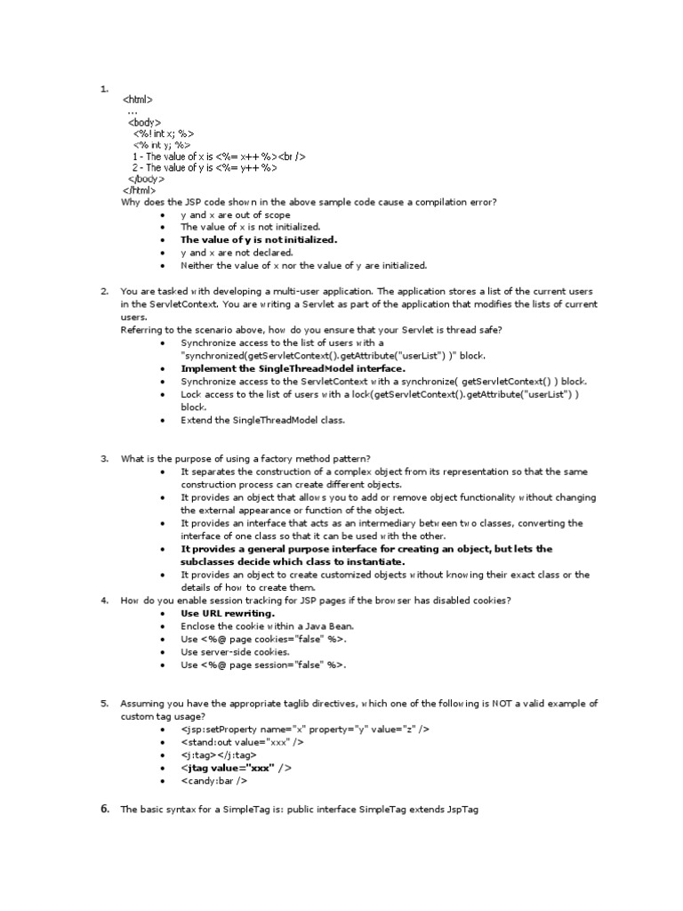 JSP (Printable) | PDF | Java Server Pages | Java Servlet