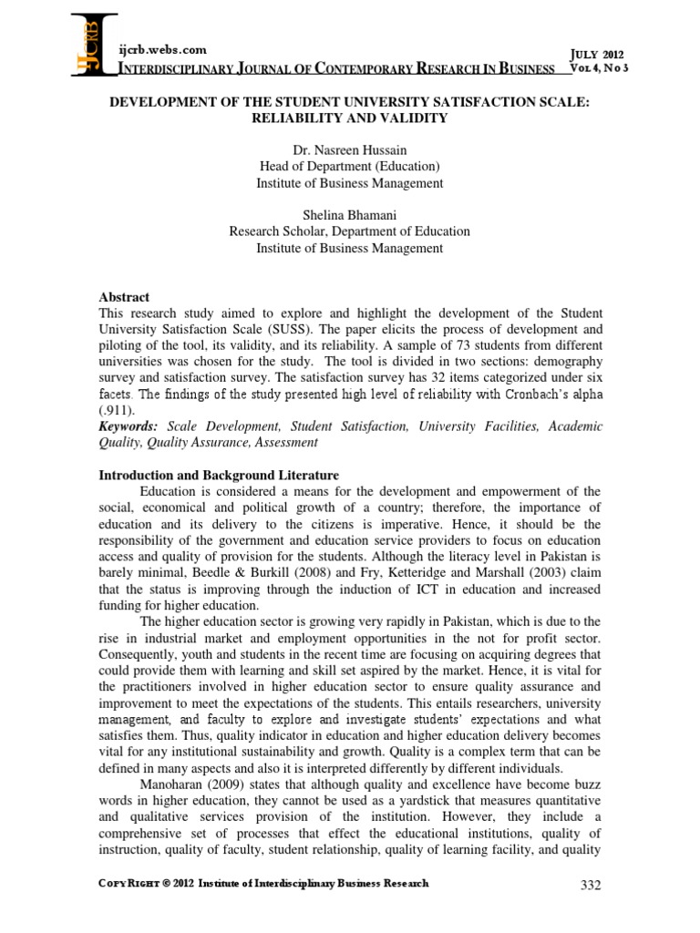 Student Satisfaction Scale | PDF | Teachers | Survey Methodology