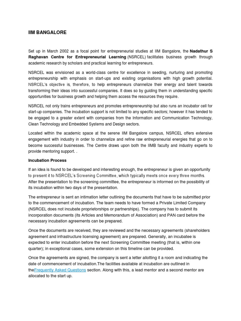 Iim Bangalore: Nadathur S Raghavan Centre For Entrepreneurial Learning ...