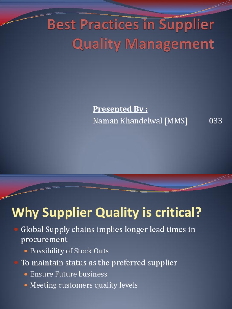 Best Practices in Supplier Quality Management | PDF