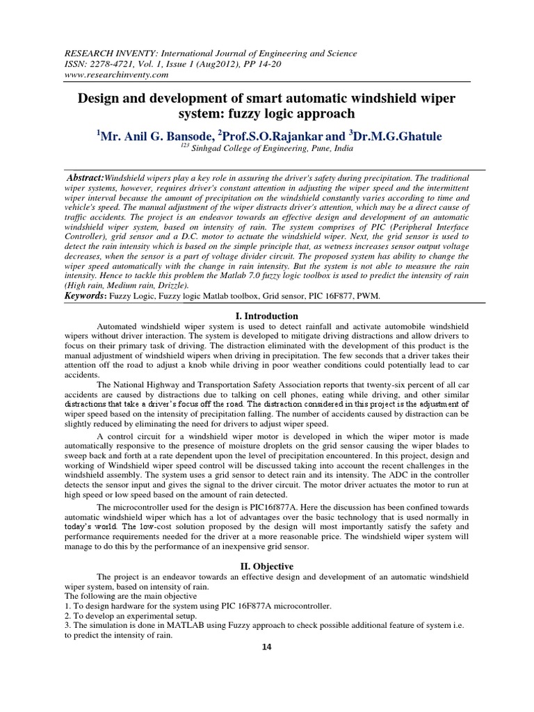 (Paper) Design and Development of Smart Automatic Windshield Wiper ...