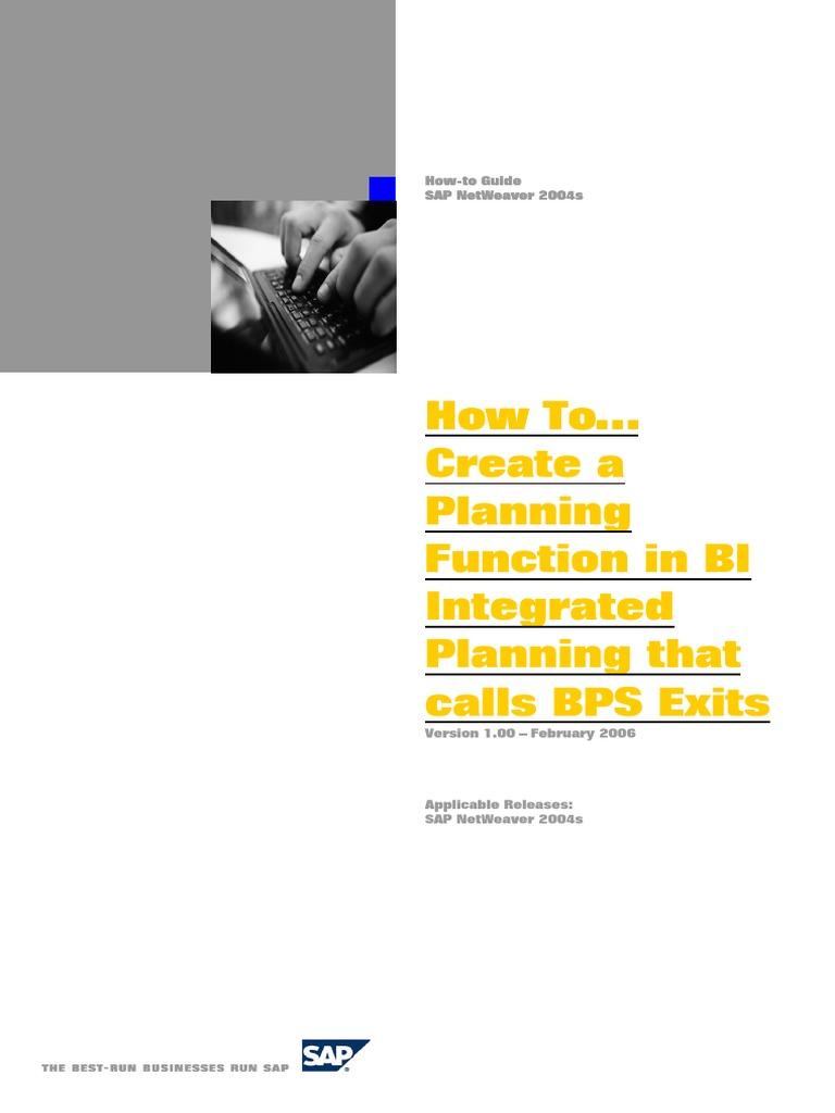 How Toà Create a Planning Function in BI Integrated Planning That Calls BPS Exits | PDF ...