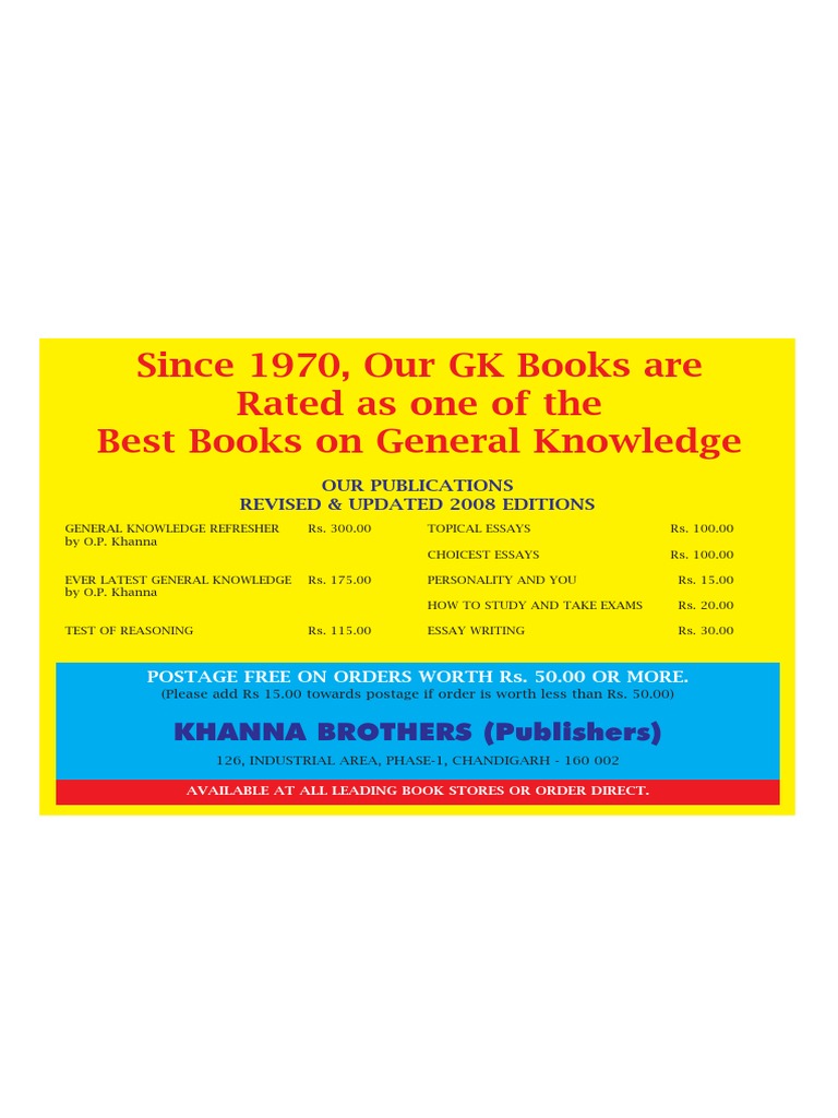 Since 1970, Our GK Books Are Rated As One of The Best Books On General ...