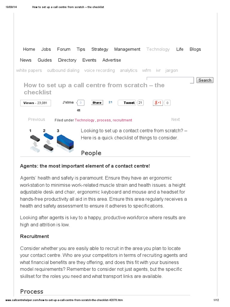 How To Set Up A Call Centre From Scratch - The Checklist PDF | PDF ...