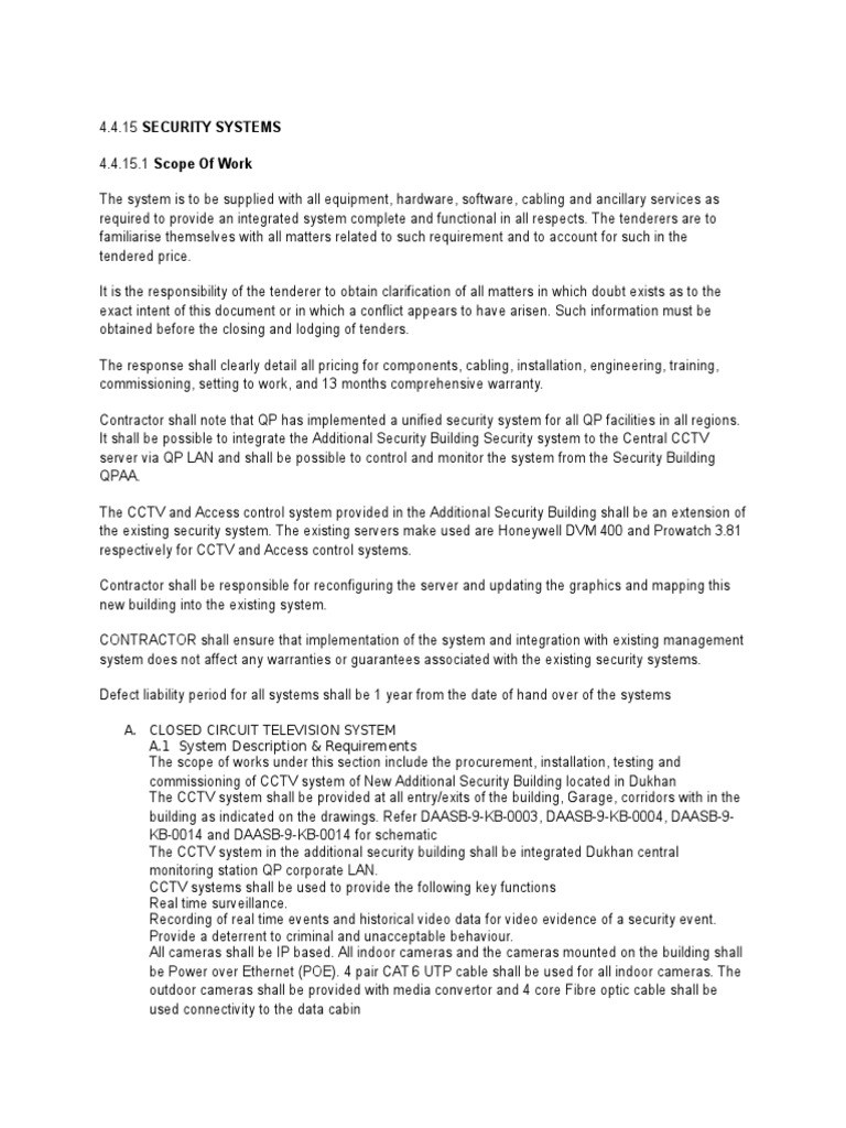 CCTV and Access Control Specification | PDF | Access Control | Security ...