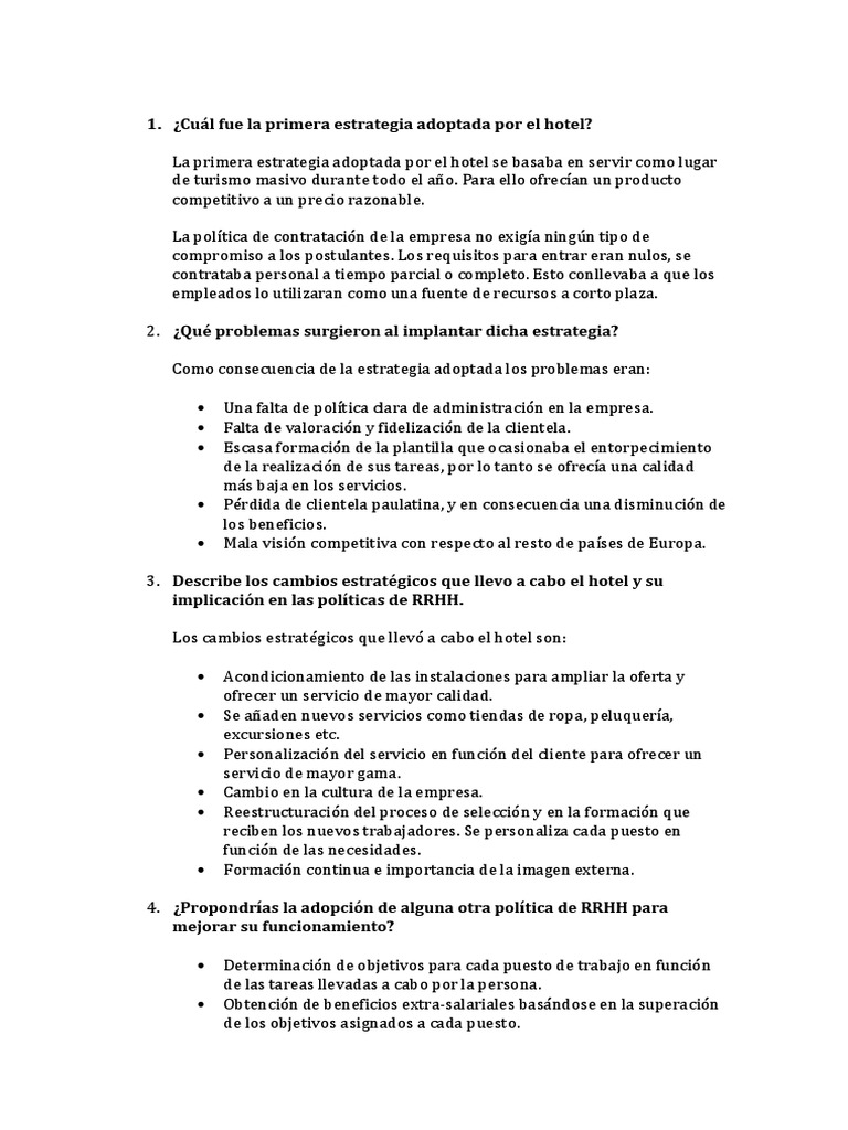 Caso Práctico DDP (Hotel) | PDF | Hotel | Calidad (comercial)