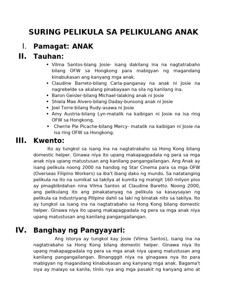 Suring Pelikula Sa Pelikulang Anak | PDF