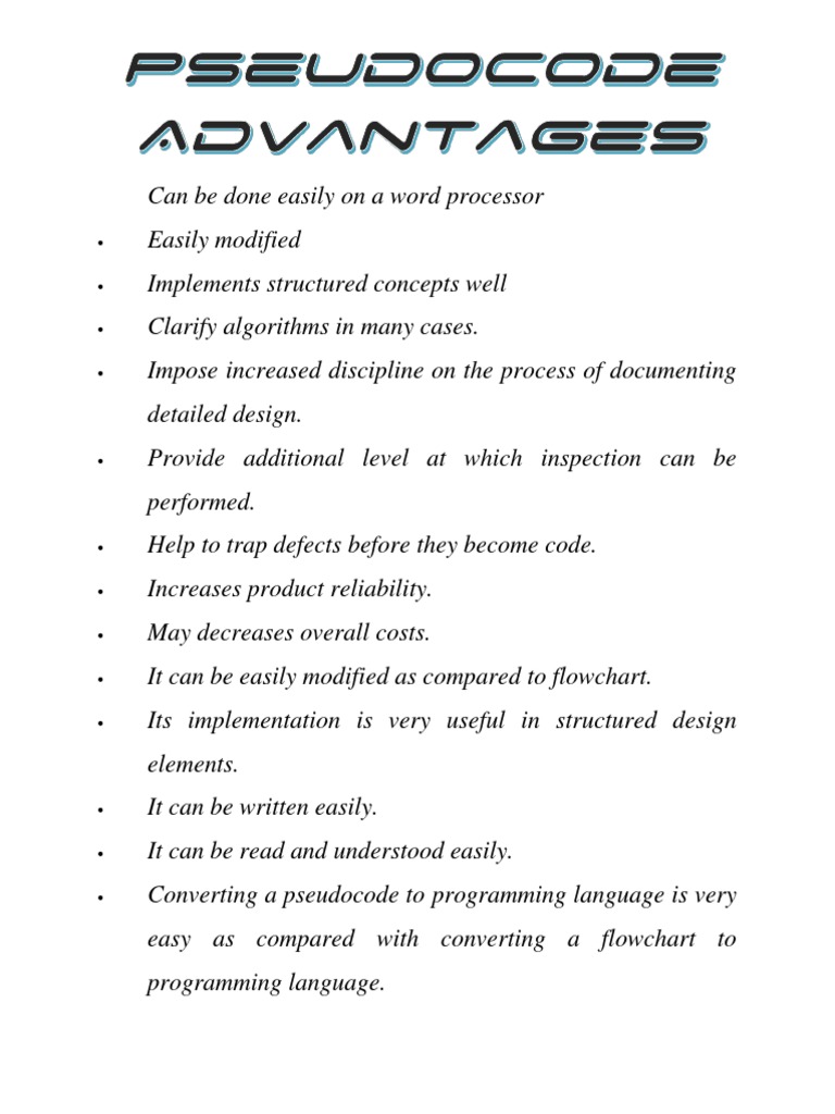 Advantages and Disadvantages of Pseudocode | PDF | Computer Programming ...