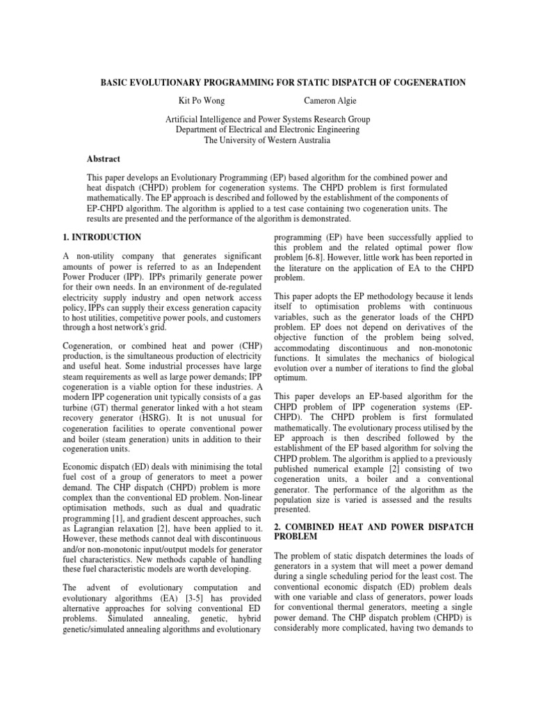 007 ALGIE AUPEC01paper Revised | PDF | Cogeneration | Mathematical Optimization