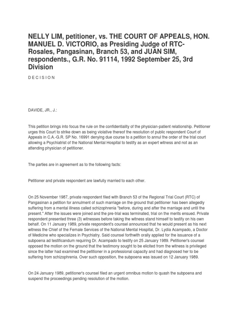 NELLY LIM Vs CA | PDF | Witness | Expert Witness